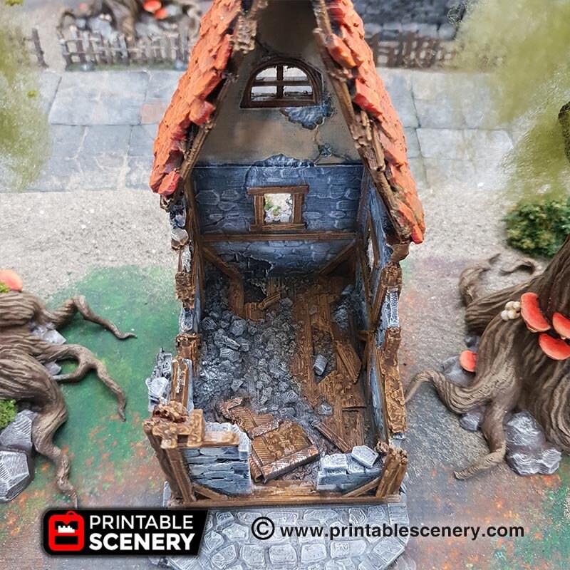 Ruined Small Cottage Dnd Miniature Terrain for Dungeons and Dragons, D ...