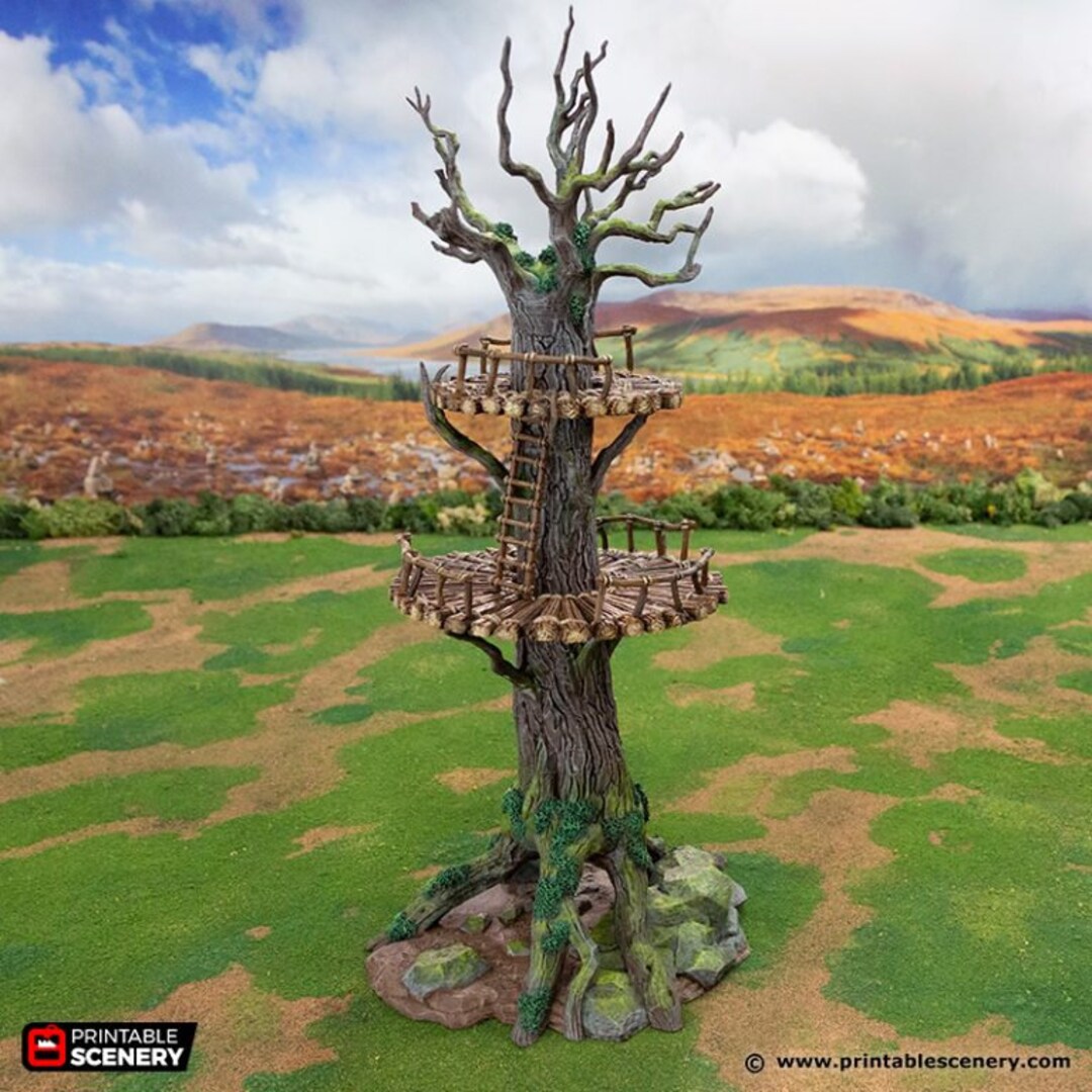 Rise of the Halflings the Forest Fort Tree 2 Dnd Miniature Terrain for ...
