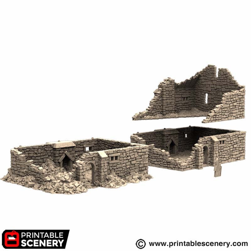 Ruined Norman Stone Manor Dnd Terrain for Dungeons and - Etsy