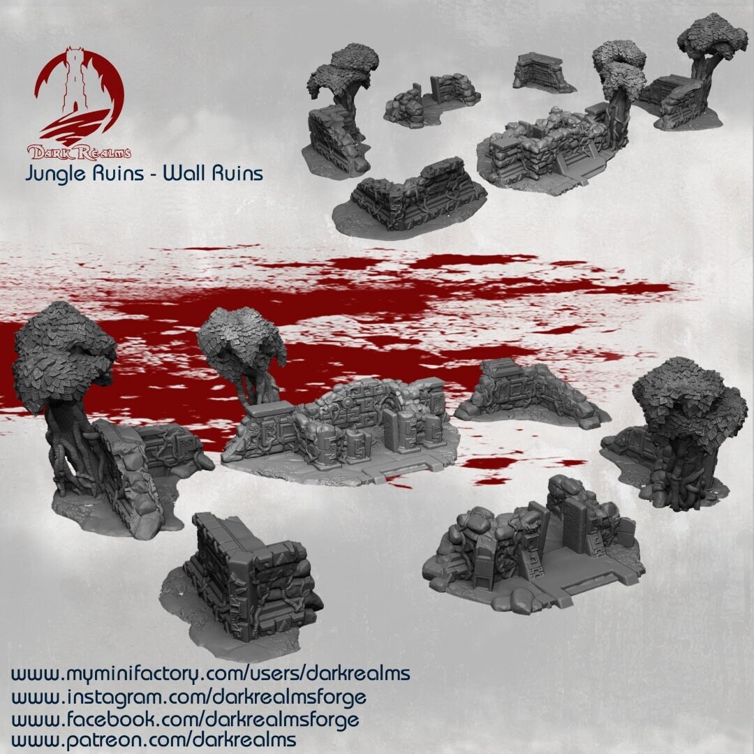 Dark Realms Jungle Ruins Wall Ruins Set Dnd Miniature Terrain for ...
