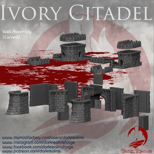 Dark Realms Ivory Citadel Castle Wall Set Dnd Miniature Terrain for ...
