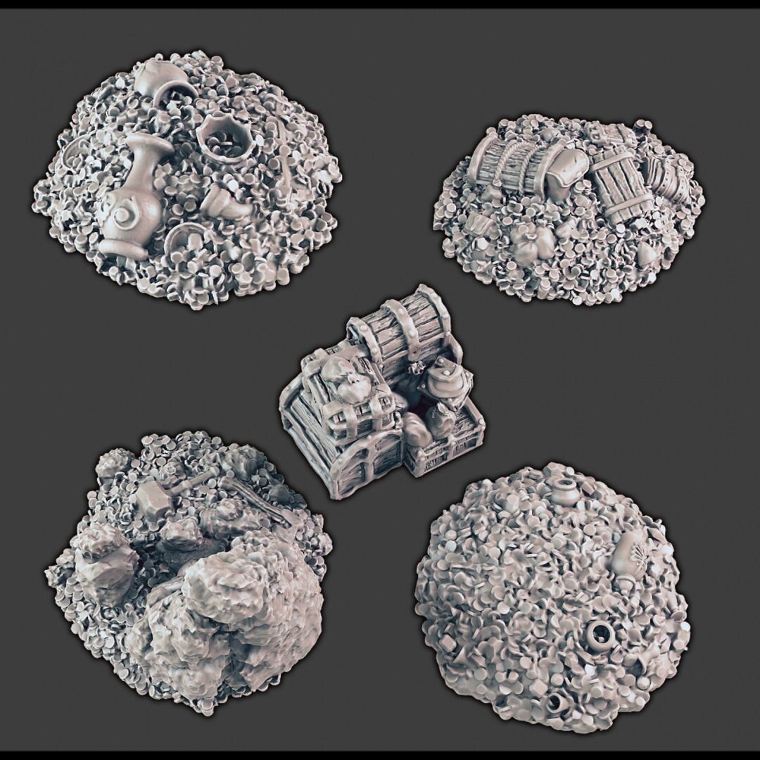 Treasure Pile Chests Set Dnd Terrain for Dungeons and Dragons Terrain ...