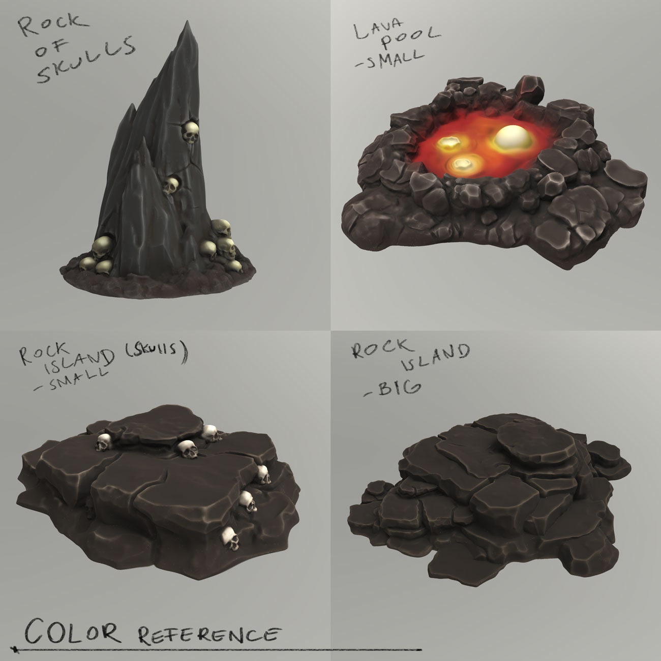 Land of Fire Cavern Boulder Stone Set Dnd Miniature Terrain for ...