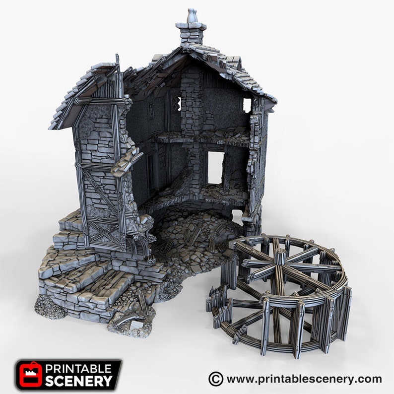 Ruined Water Mill Dnd Miniature Terrain for Dungeons and Dragons, D&D ...