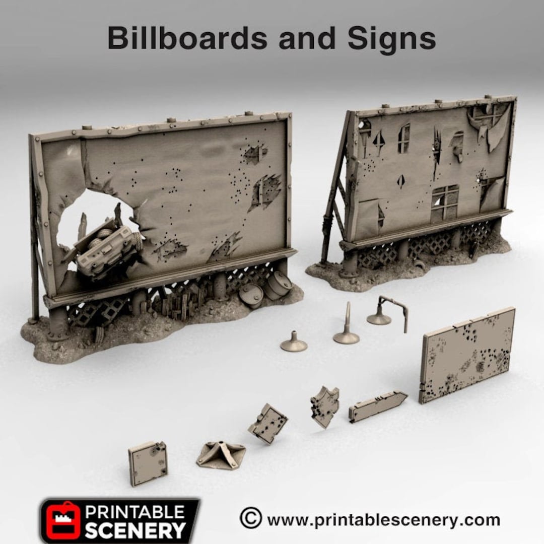 Ruined Billboards and Signs for Wasteworld Terrain, Gaslands, Post ...