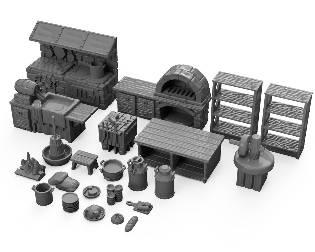 Inn and Tavern Kitchen Furniture Dnd Terrain for Dungeons and Dragons ...