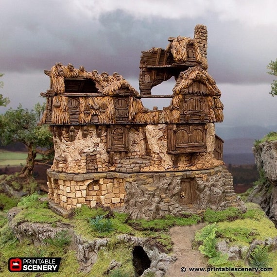 Hagglethorn Hollow Ruined Longhouse Dnd Miniature Terrain for | Etsy