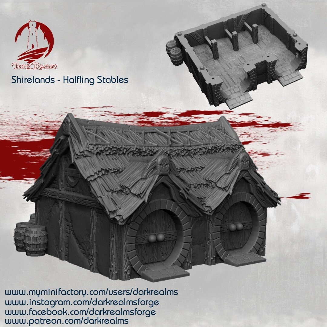 Dark Realms Halfling Village Stables Set Dnd Miniature Terrain for ...