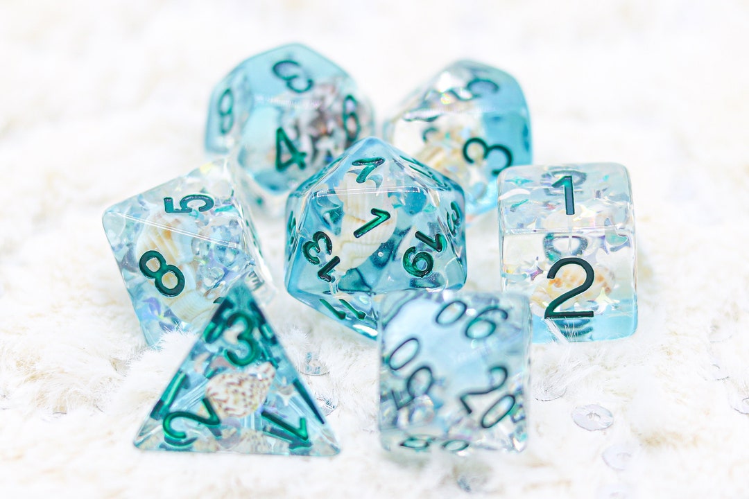 Seashell of Blue Ocean Dice Set for Dungeons and Dragons D&D - Etsy