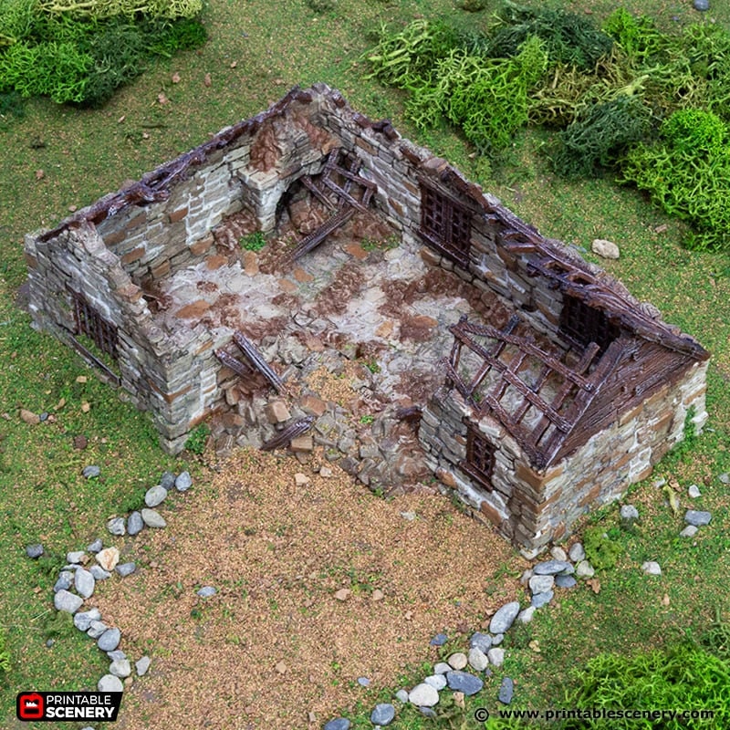 Ruined Highland Stone Barn Dnd Terrain for Dungeons and - Etsy