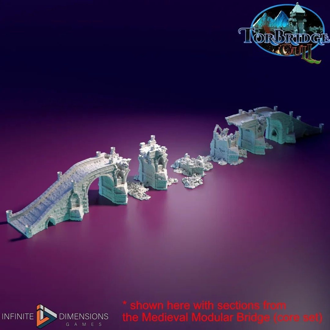 Torbridge Ruined Bridge Set Dnd Miniature Terrain for Dungeons and ...