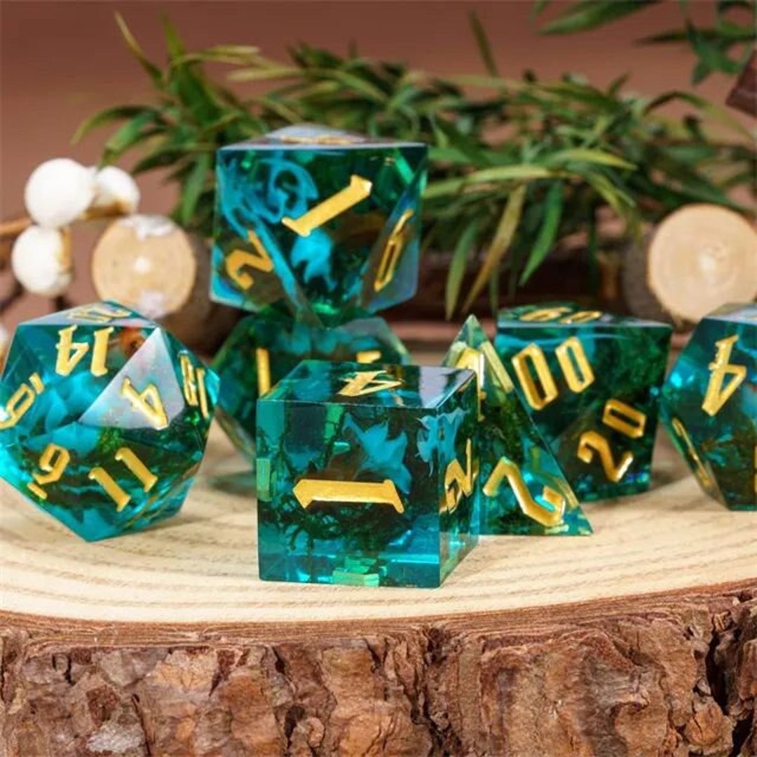 Ocean Seaweed Sharp Dnd Dice Set With Dice Box for Dungeons - Etsy