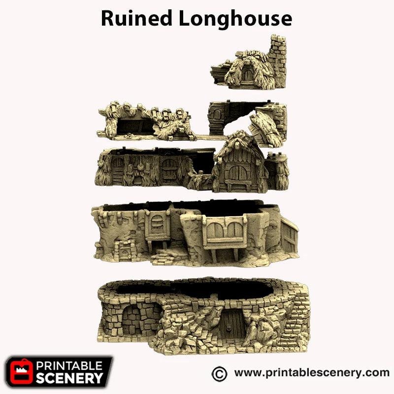 Hagglethorn Hollow Ruined Longhouse Dnd Miniature Terrain for Dungeons ...
