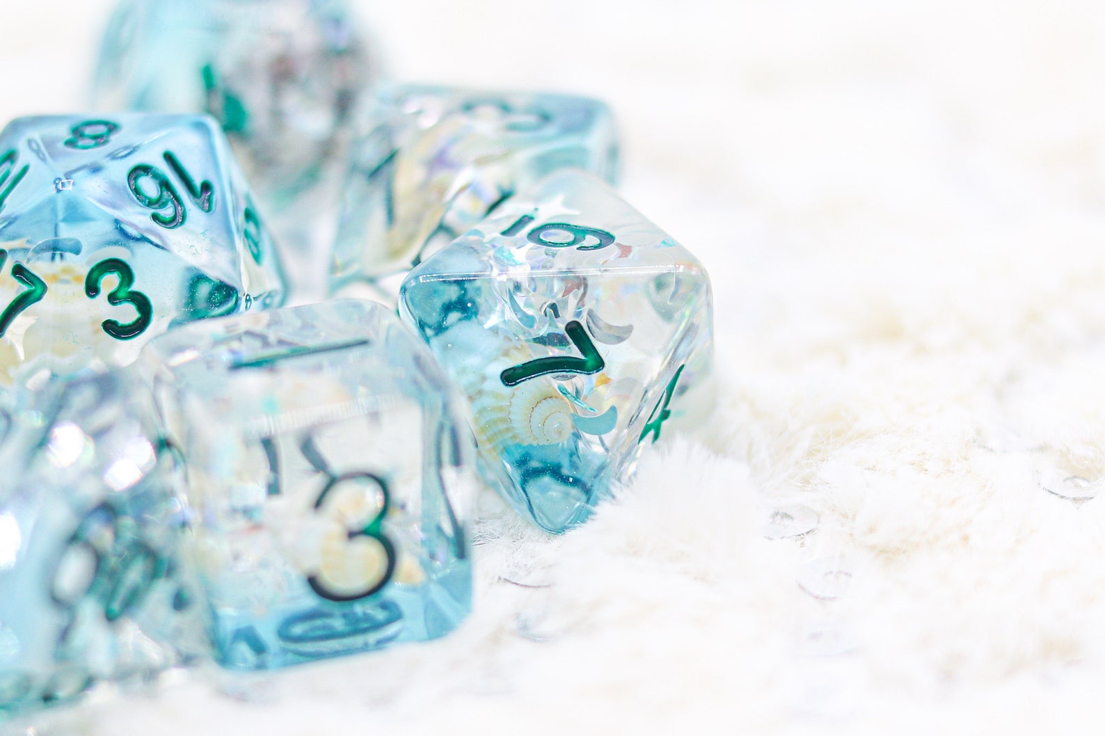 Seashell of Blue Ocean Dice Set for Dungeons and Dragons D&D - Etsy