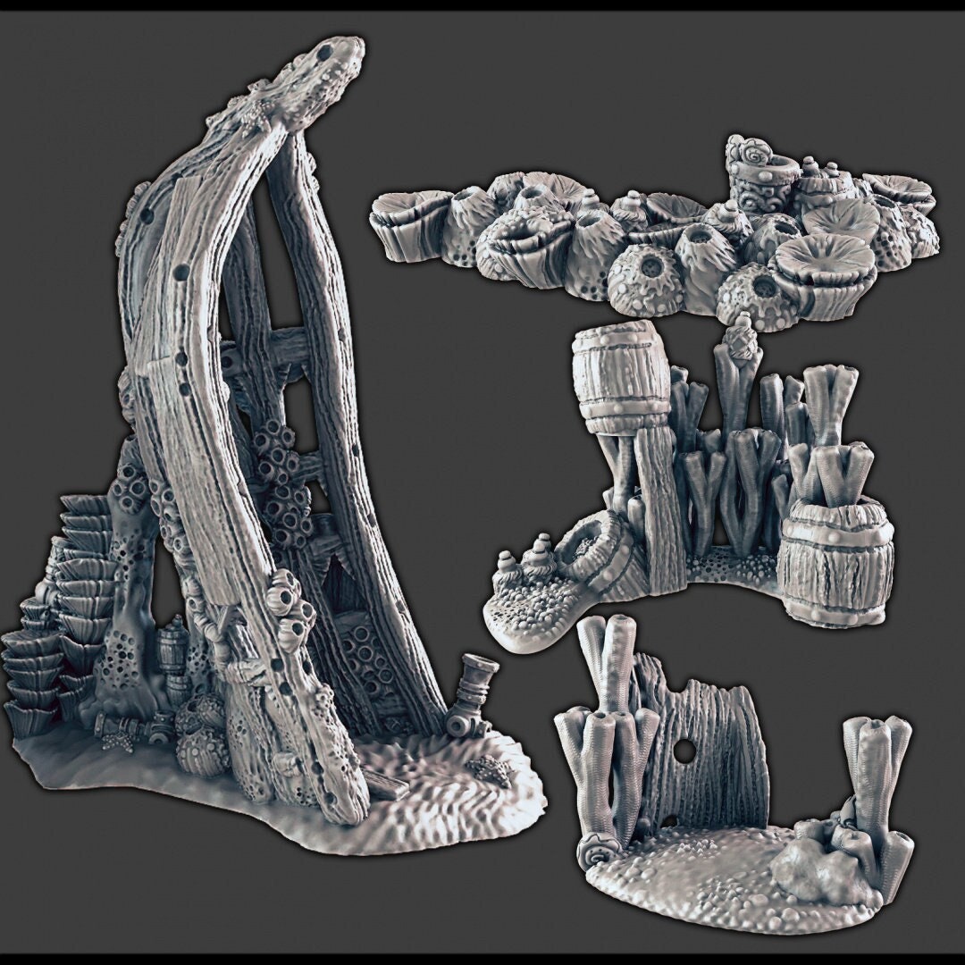 Ship Wreck and Coral Scatter Set Dnd Terrain for Dungeons and Dragons ...