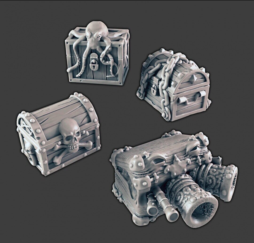 Pirate Chests Set Dnd Terrain for Dungeons and Dragons Terrain, D&D, D ...