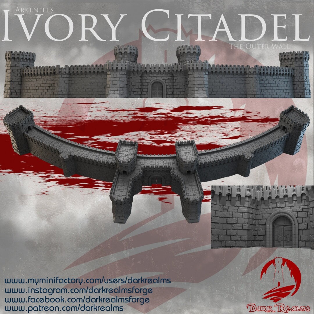 Dark Realms Ivory Citadel Castle Wall Set Dnd Miniature Terrain for ...