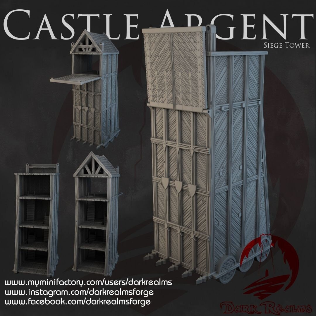 Dark Realms Castle Argent Siege Tower Dnd Miniature Terrain for ...