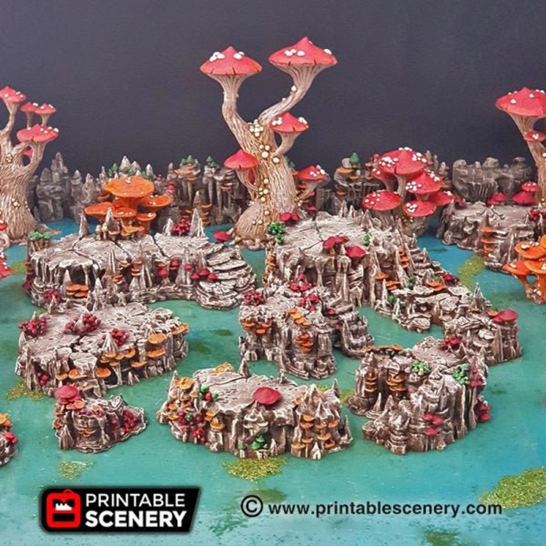 Dnd Terrain Raised Shroom Caverns - Dwarves Elves and Demons | 28mm ...