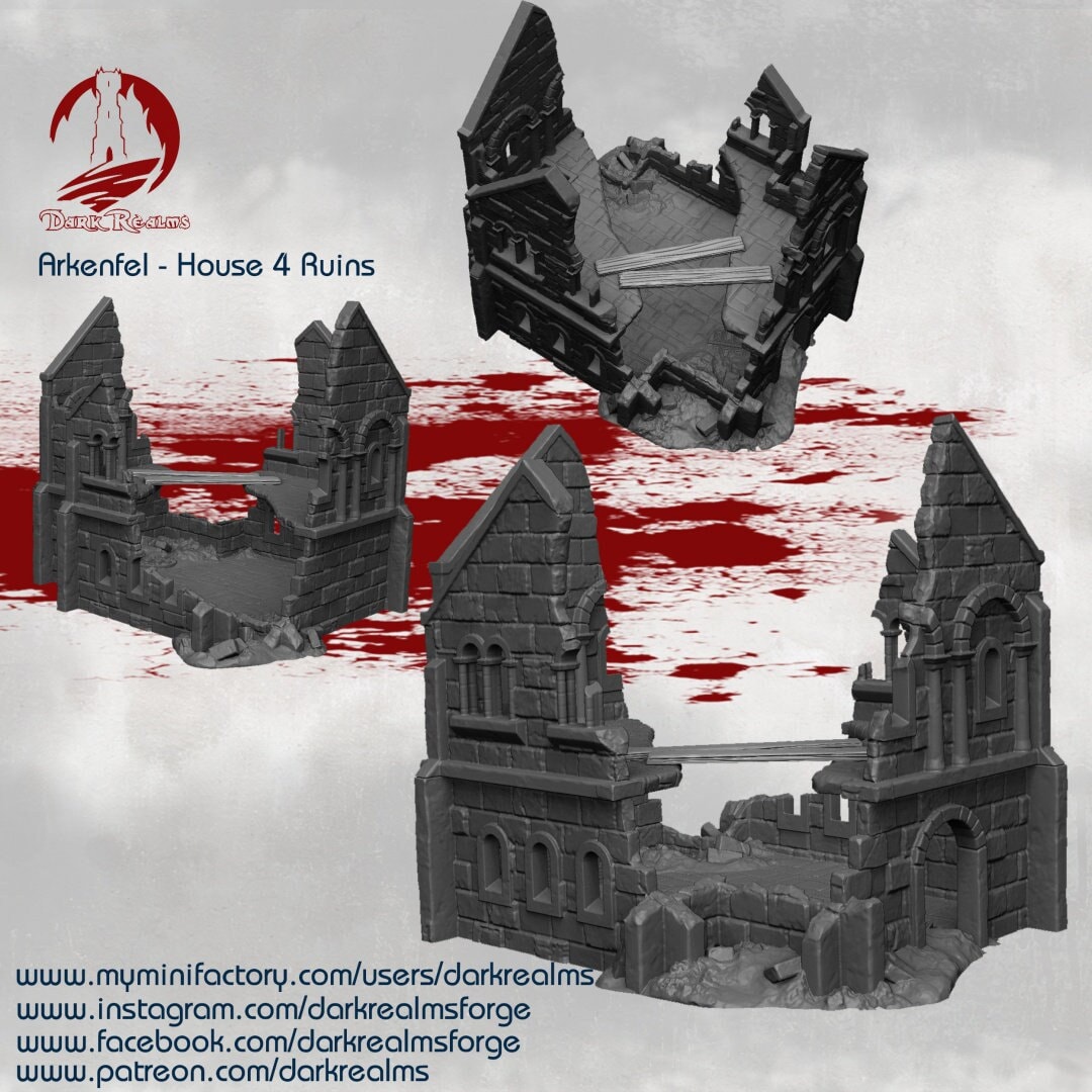 Dark Realms House 4 Ruins Dnd Miniature Terrain for Dungeons and ...