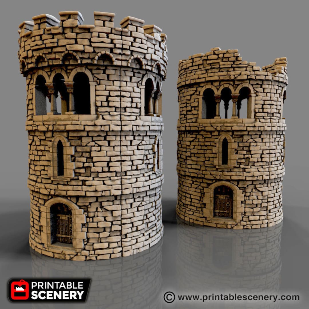 Ruined Round Tower Dnd Miniature Terrain for Dungeons and Dragons, D&D ...