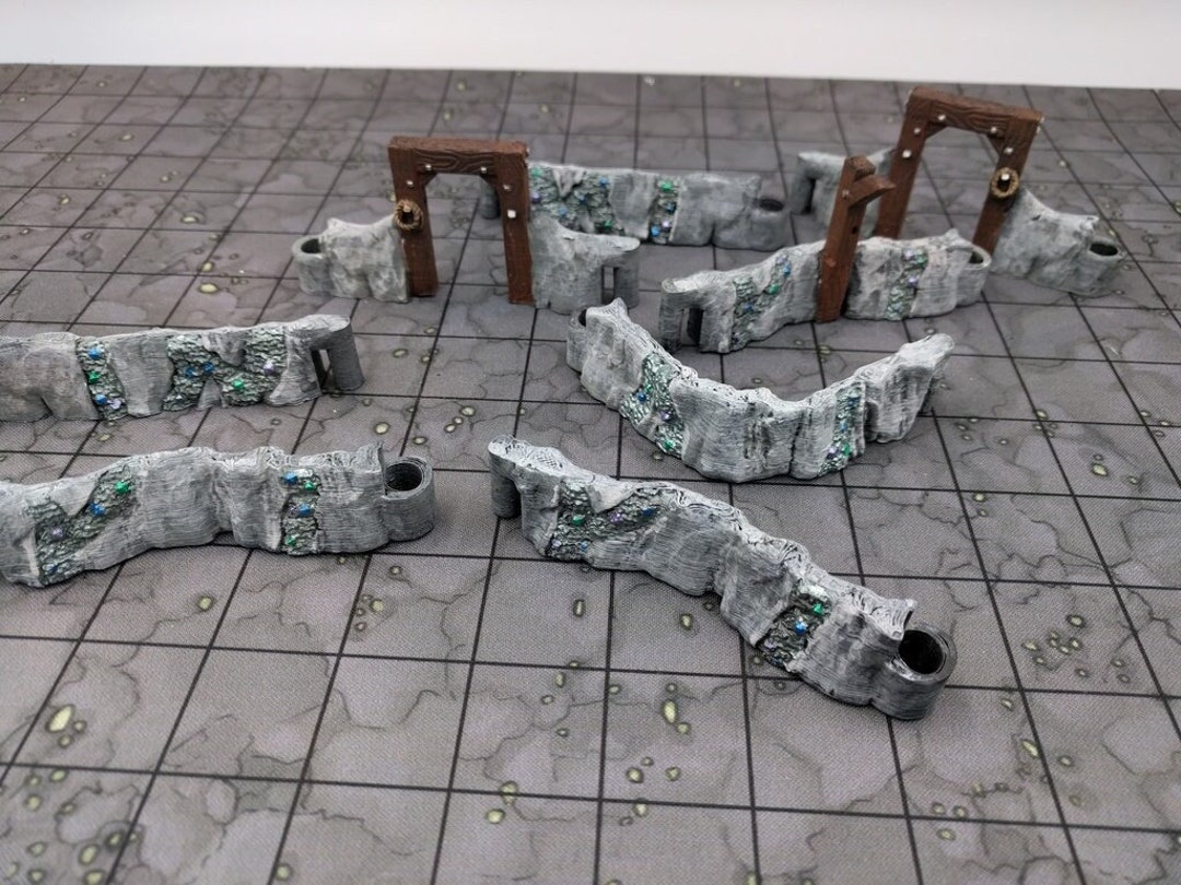 Ore Mines Cavern Walls Set Dnd Miniature Terrain for Dungeons and ...