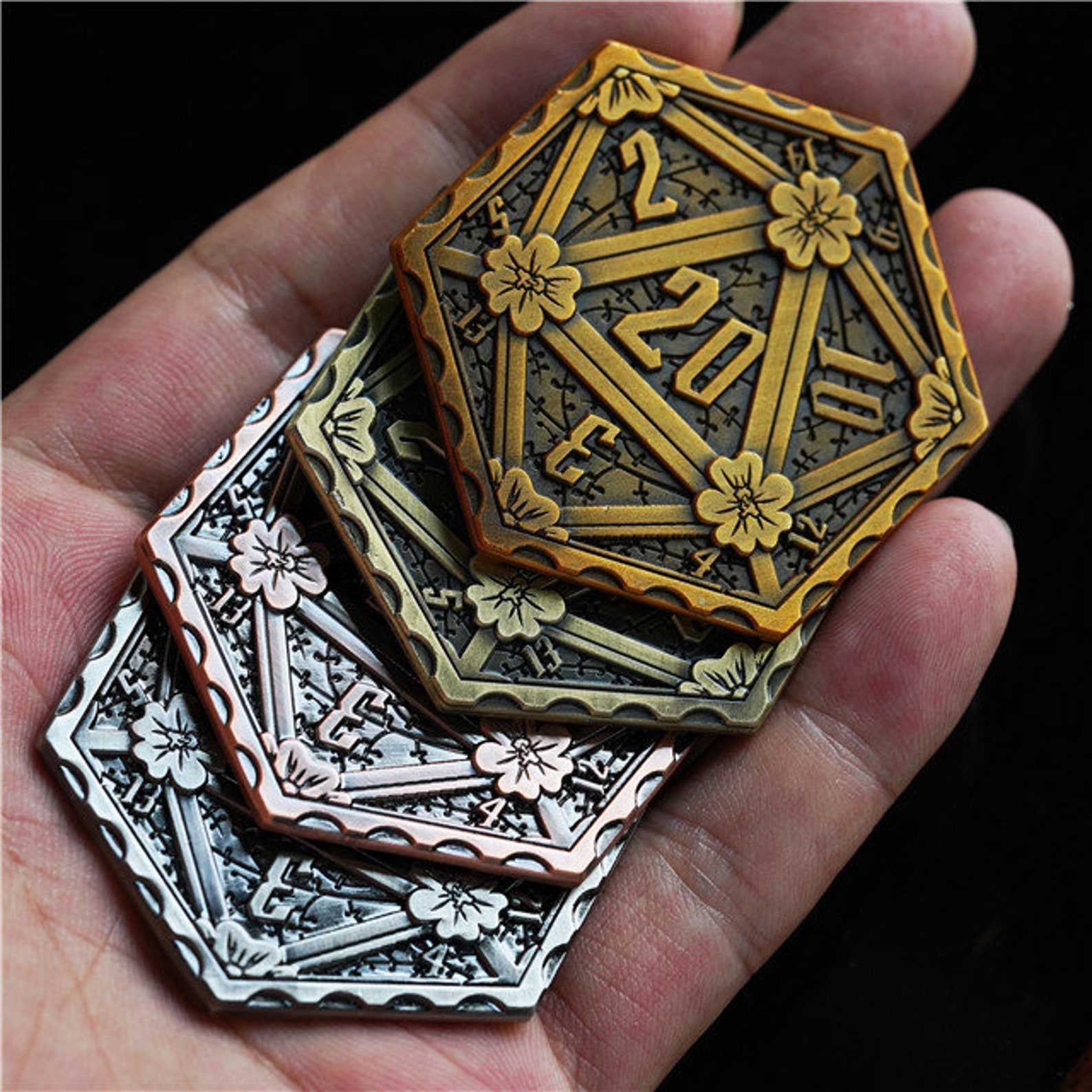 D20 Ancient Metal Dnd Dice Coins Accessories Set for Dungeons - Etsy