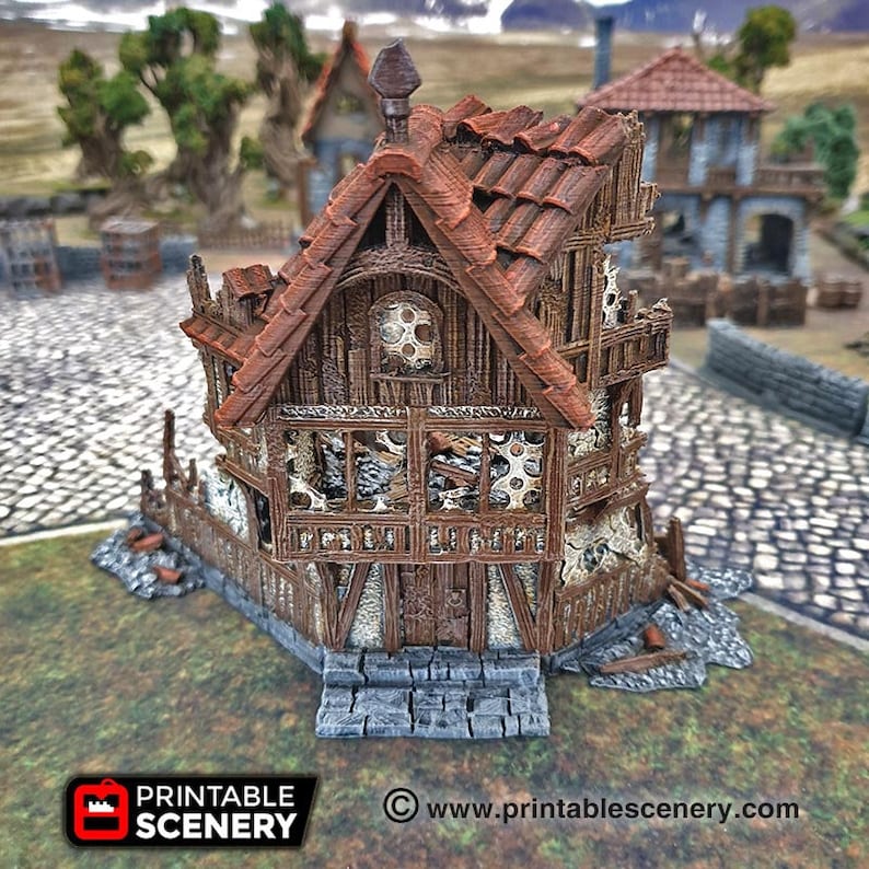Winterdale Ruined Market Store Dnd Miniature Terrain for - Etsy