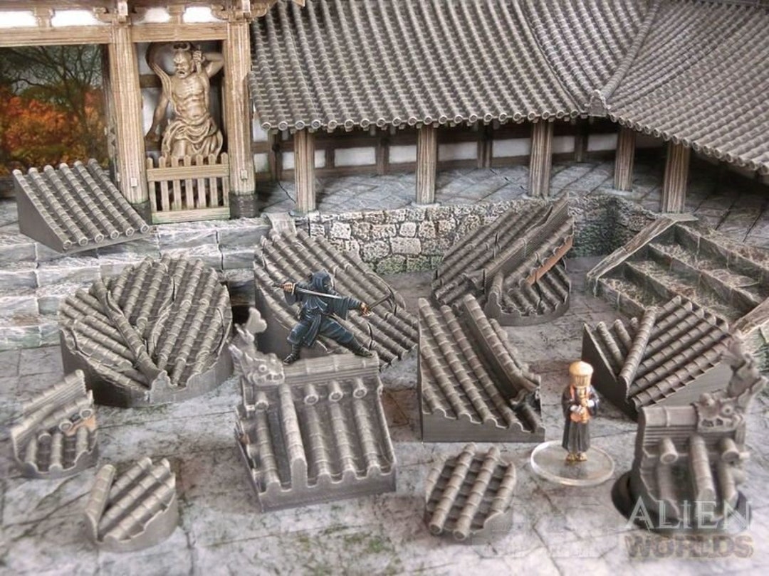 Samurai Ninja Rooftop Bases Dnd Miniature Wargaming Terrain for ...