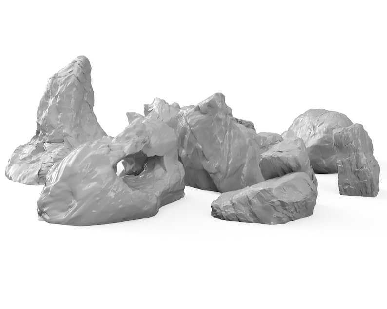3DEGOS Stone Boulder Rocks Set7pcs Dnd Miniature Terrain for - Etsy