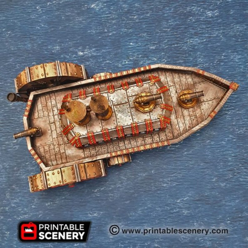 Dnd Terrain Dwarf Dwarven Steam Ironclad Ship | Dnd D&D 28mm Miniature ...