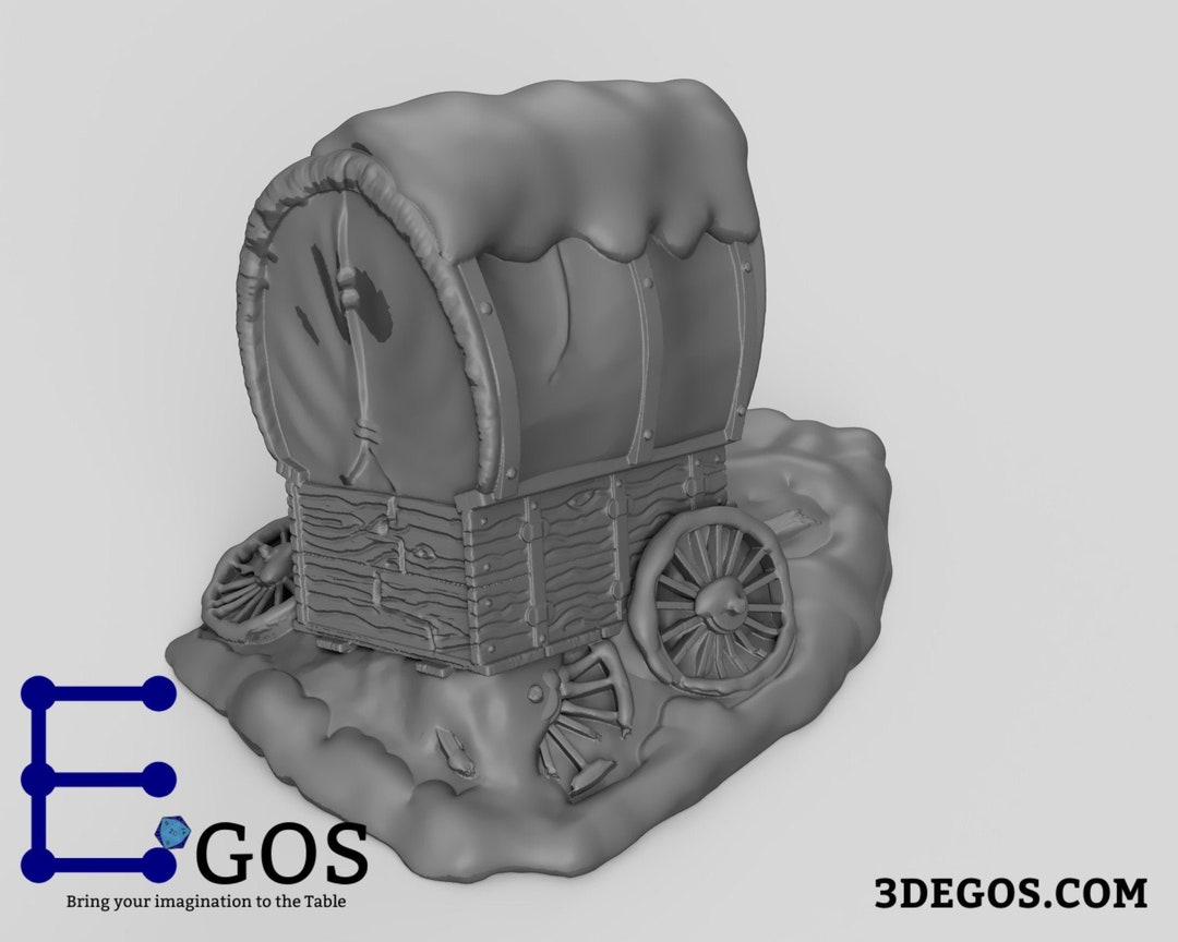 Wintertide Broken Snowy Wagon Dnd Miniature Terrain for Dungeons and ...