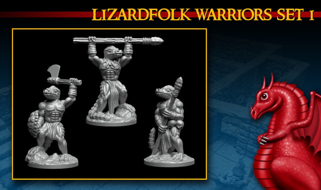Dnd Miniature Lizard Fighters | Dnd | Pathfinder | Pathfinder Miniature ...