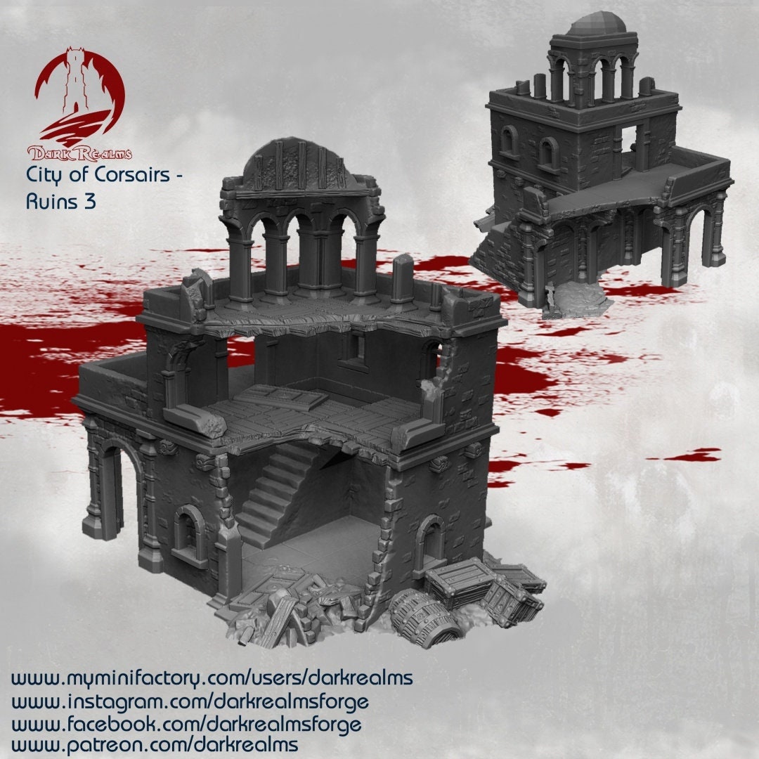 Dark Realms Halfling City of Corsairs Ruins 3 Dnd Miniature Terrain for ...