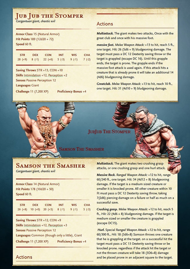 Jub Jub the Stomping Giant Dnd Miniature Terrain for Dungeons | Etsy