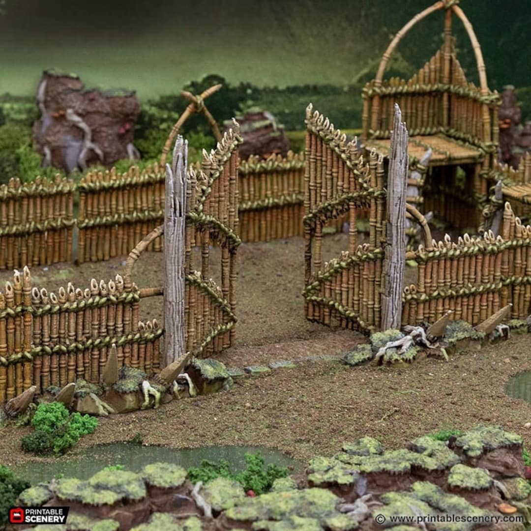 Gloaming Swampy Bamboo Barricade Gate Dnd Miniature Terrain, Dungeons ...