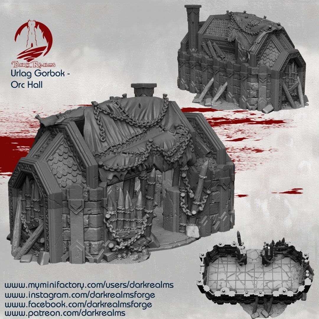 Dark Realms Urlag Gorbok Orc Hall Dnd Miniature Terrain for Dungeons ...
