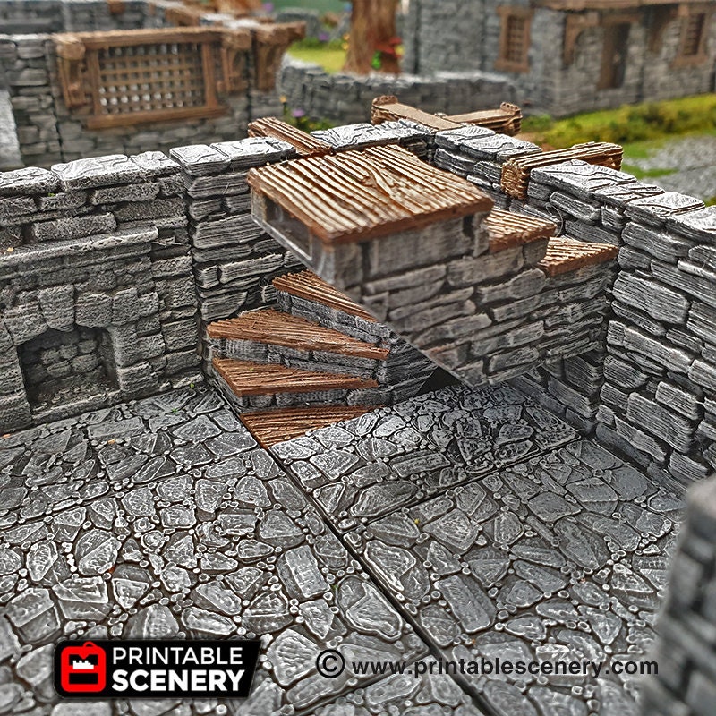 Stone and Wood Stairs Openlock Dungeon Tile Dnd Miniature Terrain ...