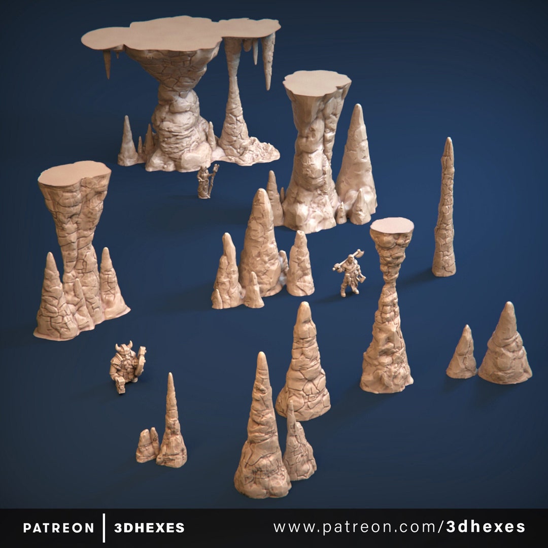 Stalagmites Set 1 Dnd Miniature Terrain for Dungeons and Dragons, D&D ...