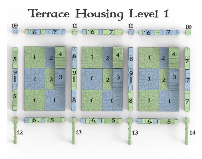 Terrace Housing Modular Tiles Dnd Miniature Terrain Dungeons | Etsy