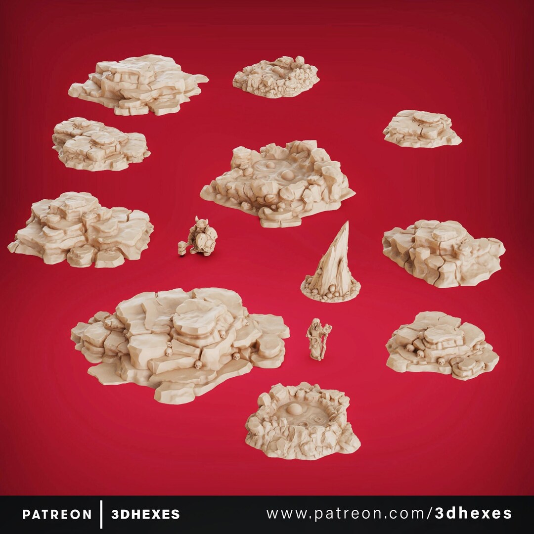 Land of Fire Cavern Boulder Stone Set Dnd Miniature Terrain for ...