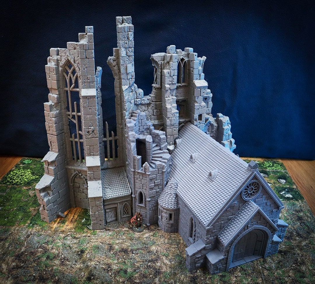 Ruined Rebuild Church Dnd Miniature Terrain for Dungeons and Dragons, D ...