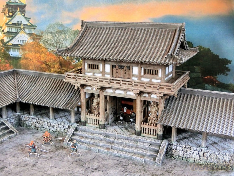 Japan Samurai Temple Outer Gate Set Dnd Miniature Wargaming Terrain for ...