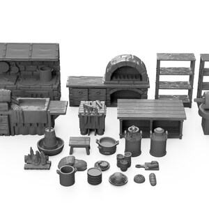Inn and Tavern Kitchen Furniture Dnd Terrain for Dungeons and Dragons ...