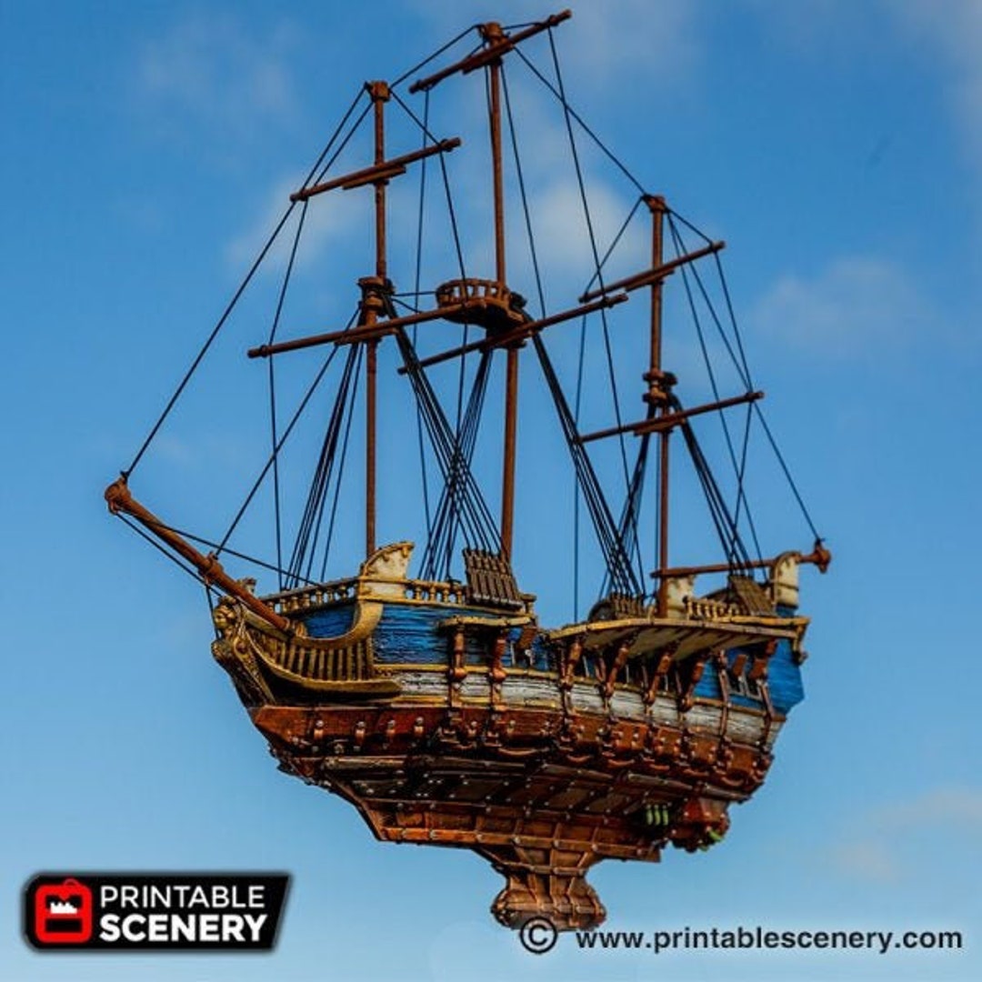 Dnd Terrain Flying Frigate Ship - Dwarves, Elves and Demons | 28mm ...