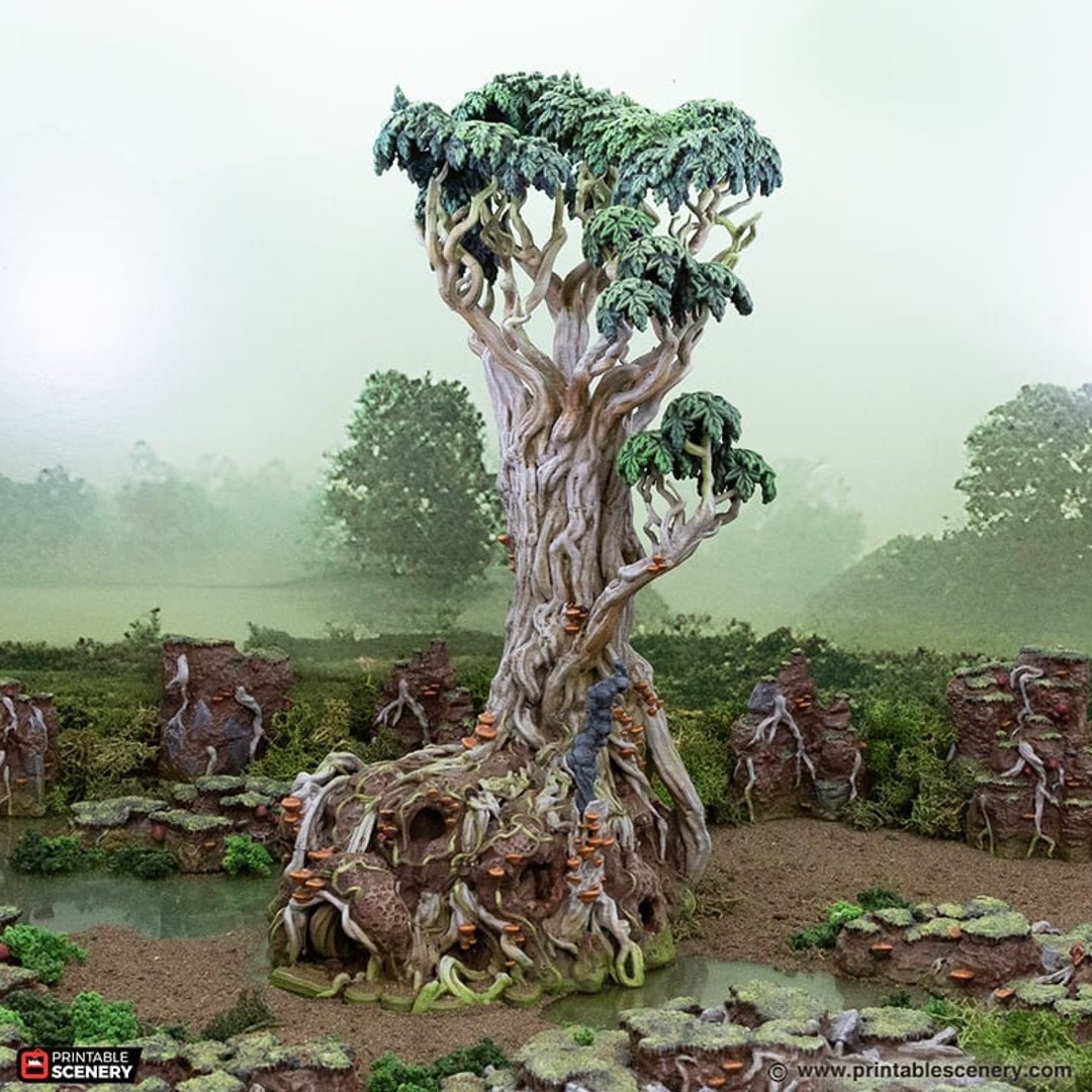 Gloaming Swampy Giant Swamp Tree and Hovel Dnd Miniature Terrain ...