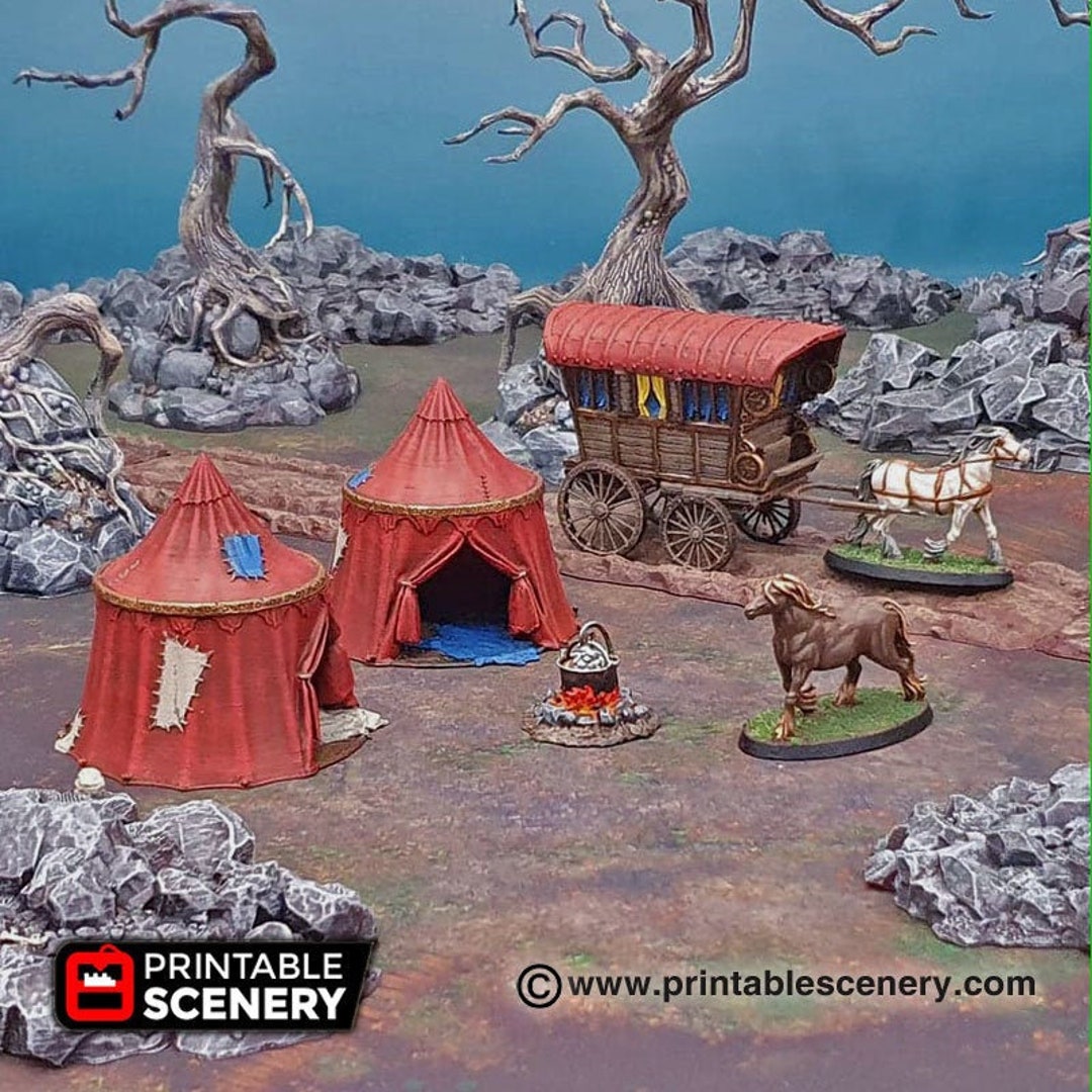 Evil Shadowfey Traveler’s Camp Wagon Dnd Miniature Terrain for Dungeons ...