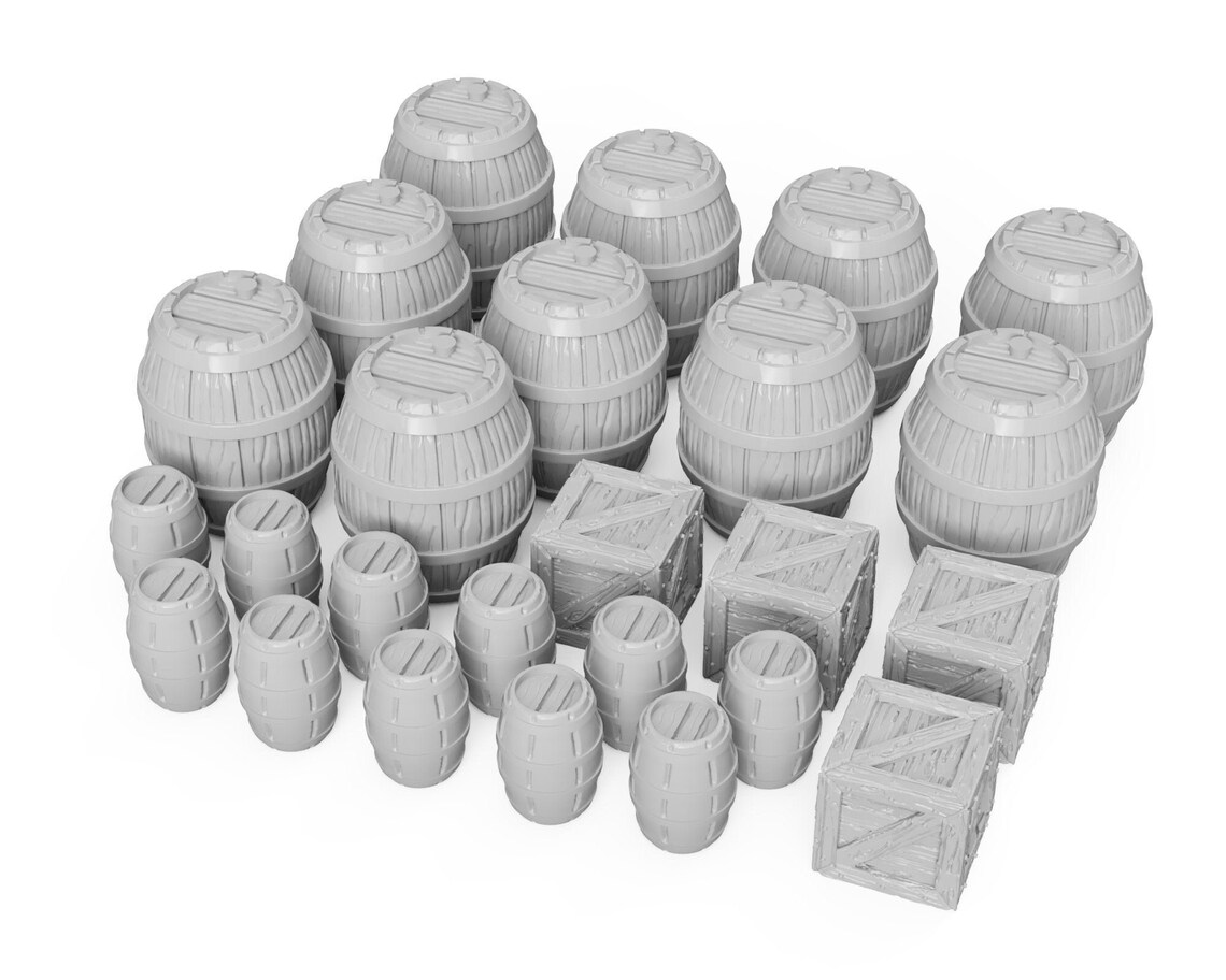 3DEGOS Barrels and Crates Set Dnd Miniature Terrain for - Etsy
