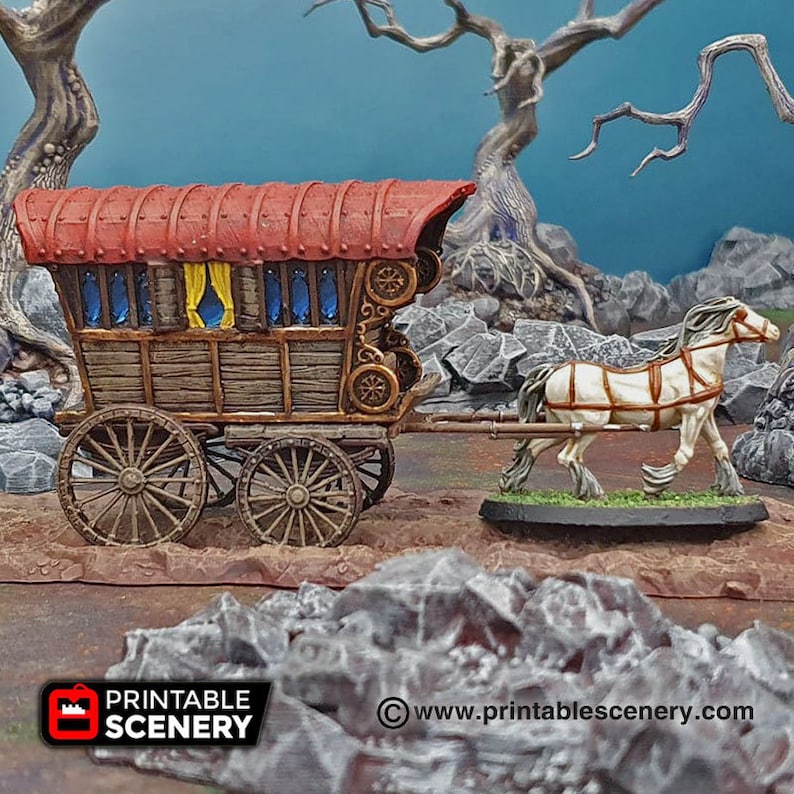 Evil Shadowfey Travelers Camp Wagon Dnd Miniature Terrain for | Etsy