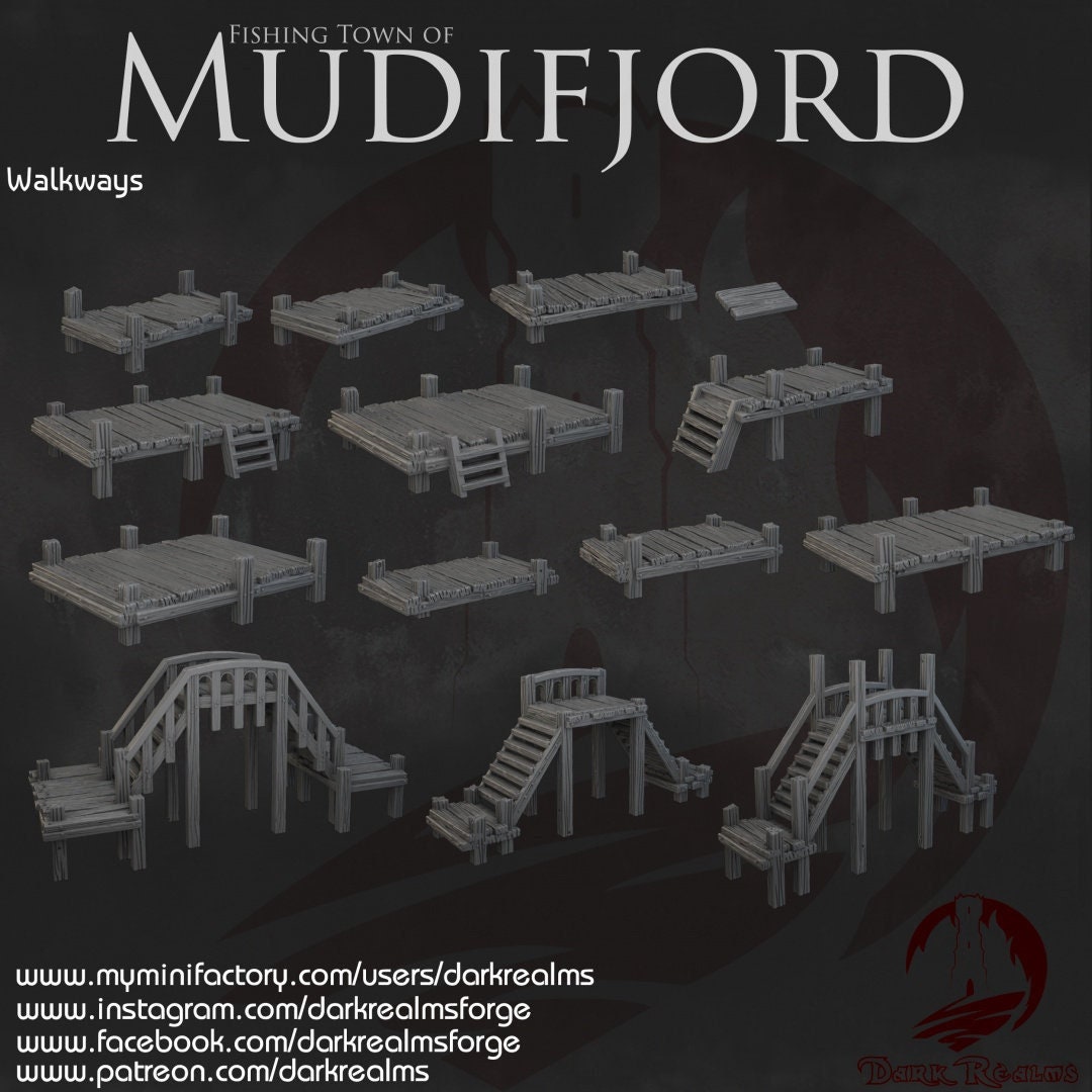 Dark Realms Mudifjord Harbor Walkway Set Dnd Terrain Miniature Terrain ...